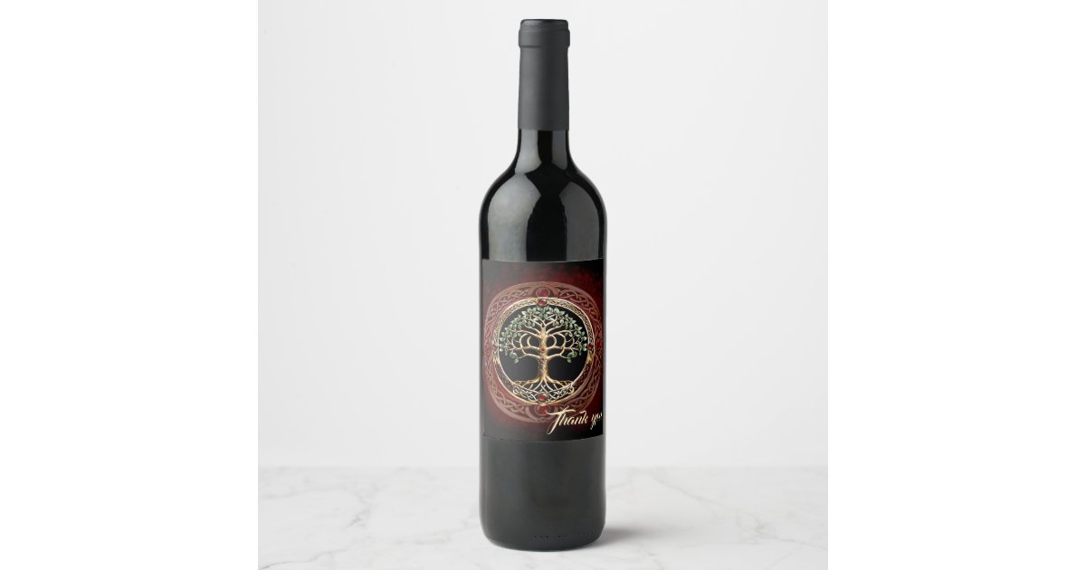 Elegant noble tree of life with celtic knot. wine label | Zazzle