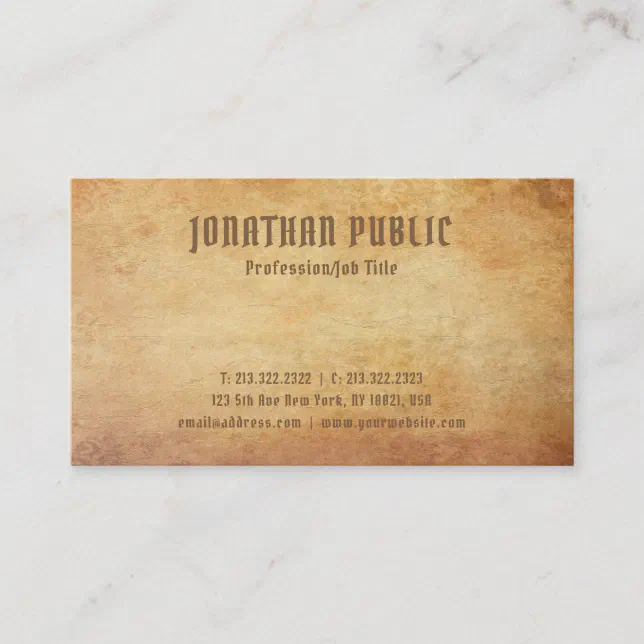 Elegant Nostalgic Old Paper Look Premium Thick Business Card | Zazzle