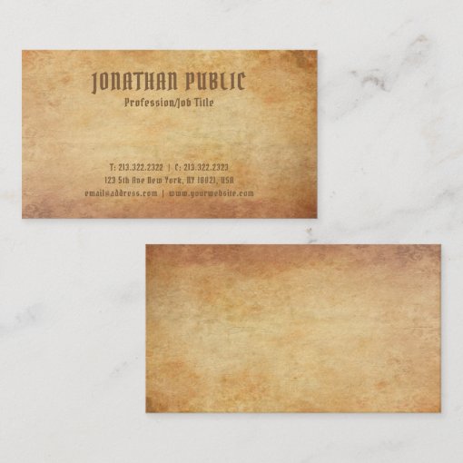 Elegant Nostalgic Old Paper Look Premium Thick Business Card | Zazzle