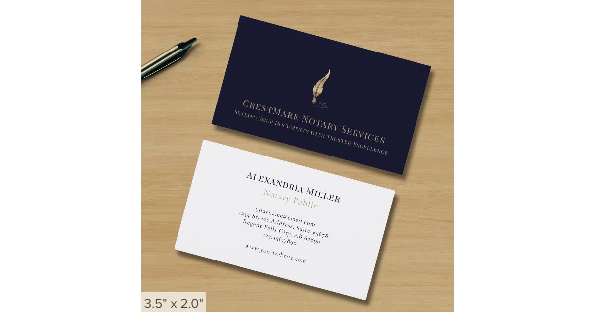 Elegant Notary Loan Signing Agent Business Card | Zazzle