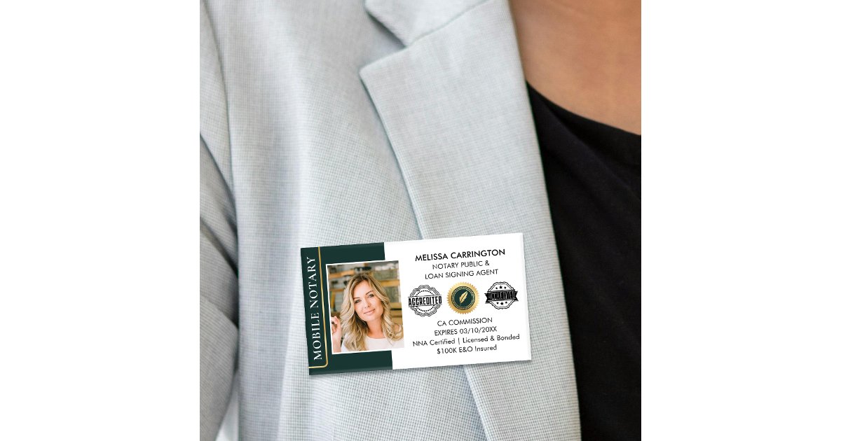 Elegant Notary Public Loan Signing Agent Green Name Tag | Zazzle