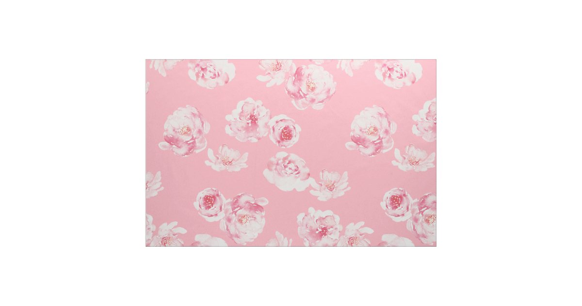 Elegant Nursery Pink Watercolor Floral Pattern Fabric | Zazzle