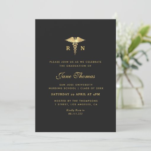 Elegant nursing school graduation invitation | Zazzle