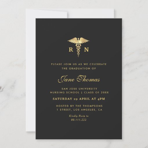 Elegant nursing school graduation invitation | Zazzle