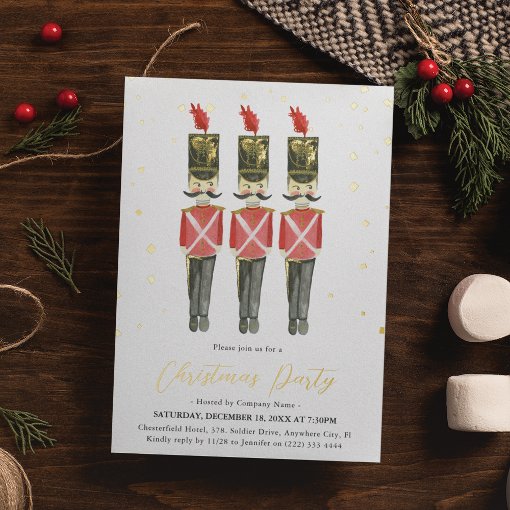 Elegant Nutcracker Christmas Holiday Party Gold Foil Invitation Zazzle