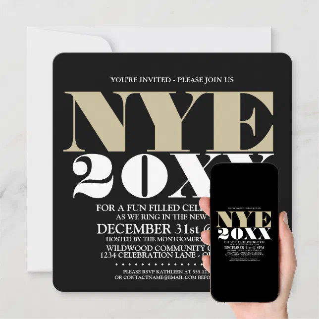 Elegant NYE Party Invitations | Zazzle