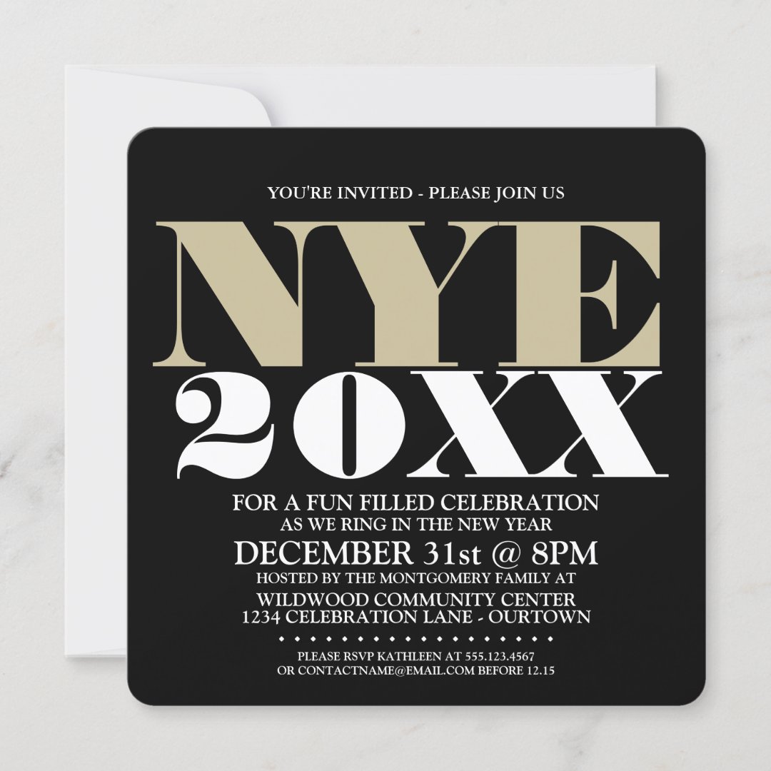 Elegant NYE Party Invitations | Zazzle