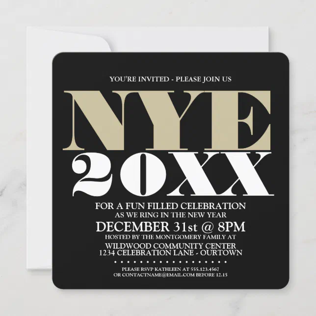 Elegant NYE Party Invitations | Zazzle