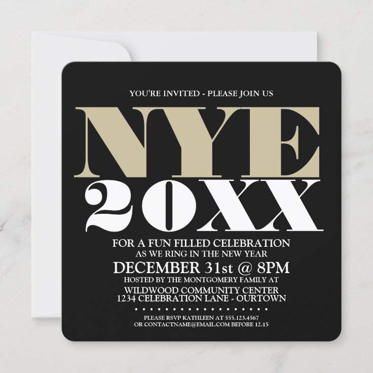 Elegant NYE Party Invitations | Zazzle