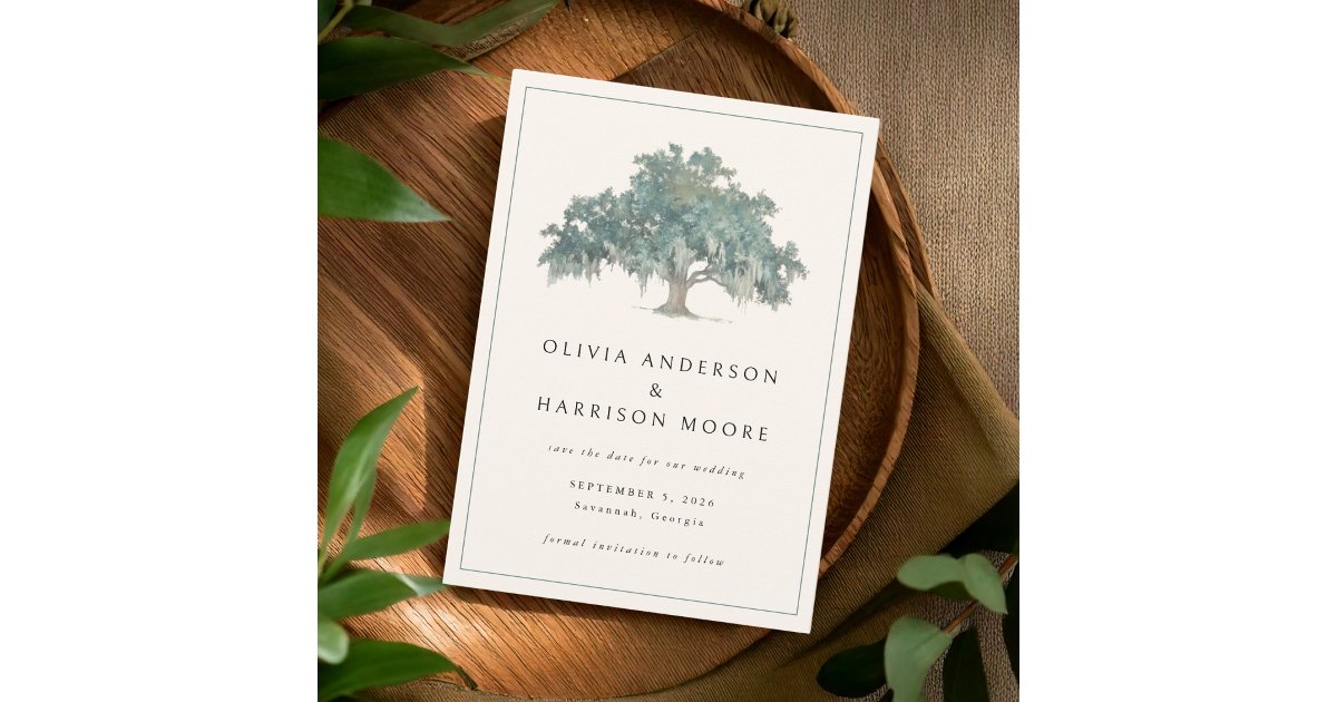 Elegant Oak Tree Southern Wedding Save The Date | Zazzle