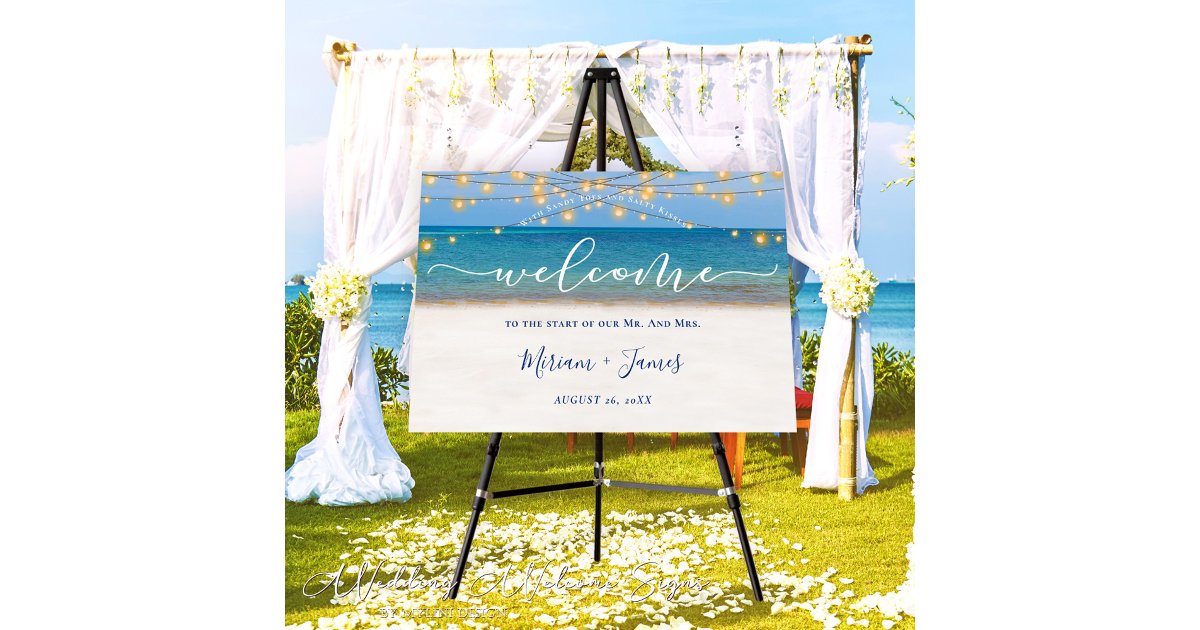 Elegant Ocean Beach Wedding Welcome Sign | Zazzle
