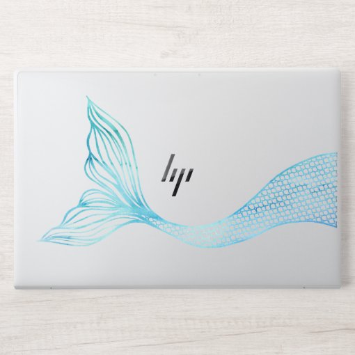 Elegant Oceanic Aqua Watercolor Mermaid Fin HP Laptop Skin | Zazzle