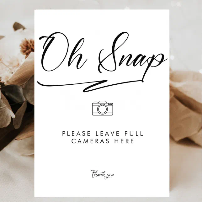 Elegant Oh Snap Disposable Camera Wedding Poster | Zazzle