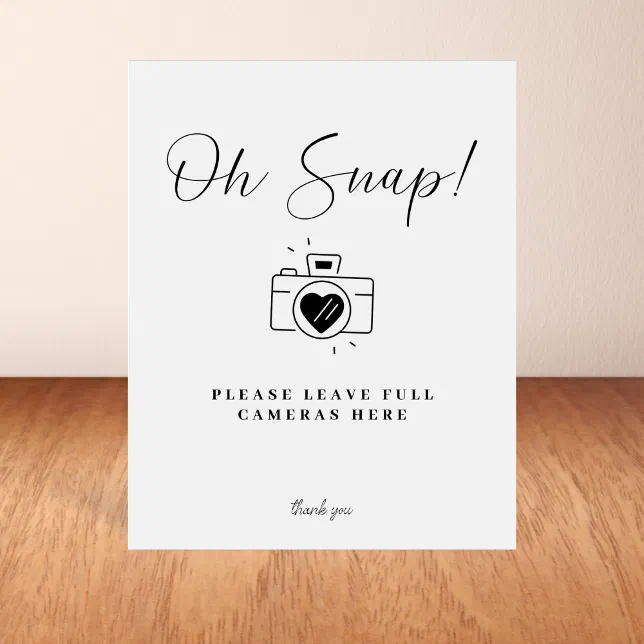 Elegant Oh Snap Disposable Camera Wedding Sign | Zazzle