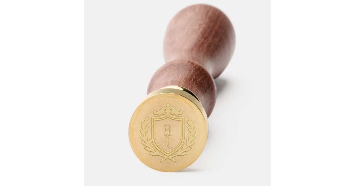Elegant Old Money Crest - Ivory & Gold Wedding Wax Seal Stamp | Zazzle