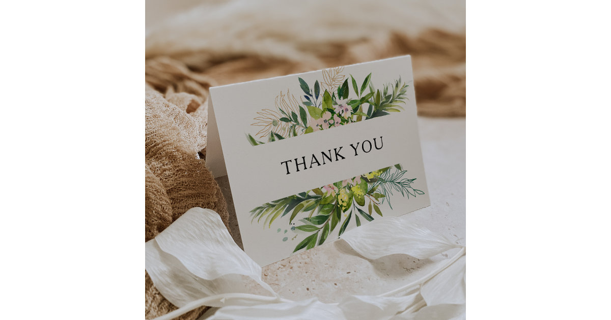 Elegant Olive Greenery Thank You Card | Zazzle