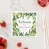 Elegant Olive Leaf Boho Garden Wedding Welcome Napkins | Zazzle