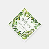 Elegant Olive Leaf Boho Garden Wedding Welcome Napkins | Zazzle