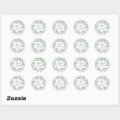 Elegant Olive Sprig Greenery Script Classic Round Sticker | Zazzle
