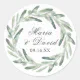 Elegant Olive Sprig Greenery Script Classic Round Sticker | Zazzle