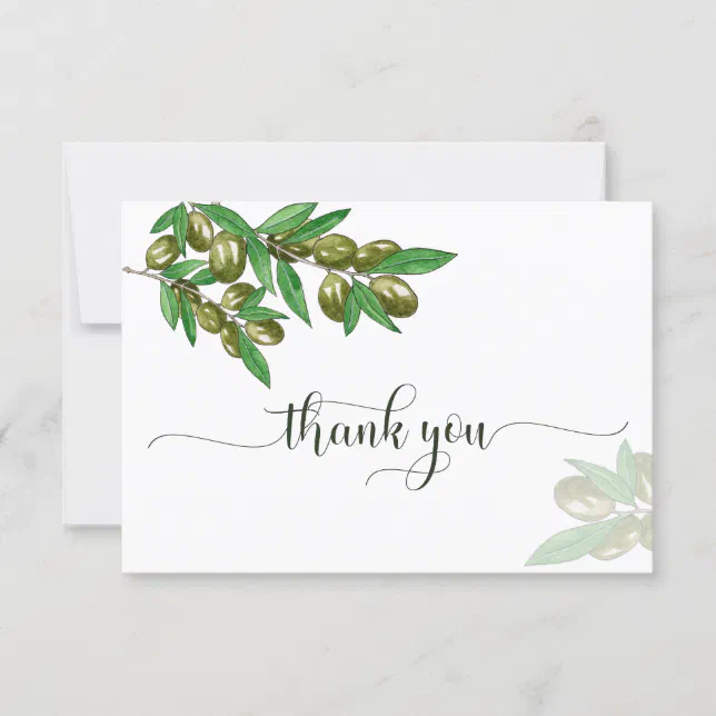 Elegant olive thank you card | Zazzle