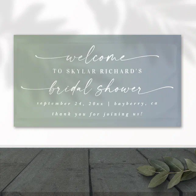 Elegant Ombre Blue & Green Bridal Shower Welcome Banner | Zazzle