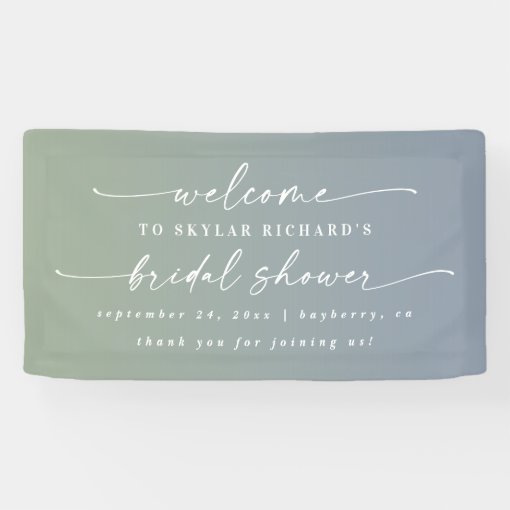 Elegant Ombre Blue & Green Bridal Shower Welcome Banner | Zazzle