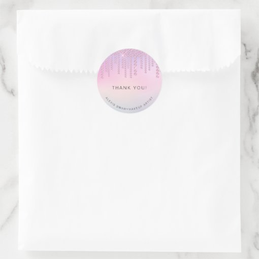 Elegant ombre pink & purple diamonds makeup artist classic round ...