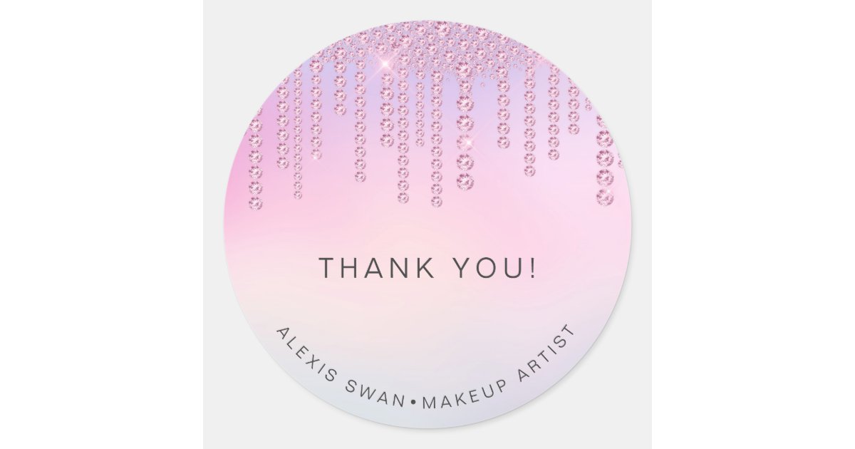 Elegant ombre pink & purple diamonds makeup artist classic round ...