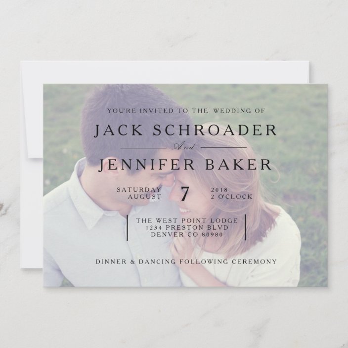Elegant Opaque Photo Overlay Wedding Invite | Zazzle.com