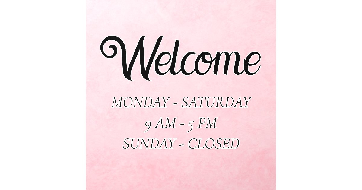Elegant Open Hours | Black Script Time Opening Wall Decal | Zazzle
