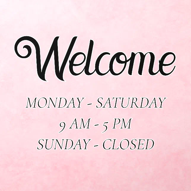 Elegant Open Hours | Black Script Time Opening Wall Decal | Zazzle