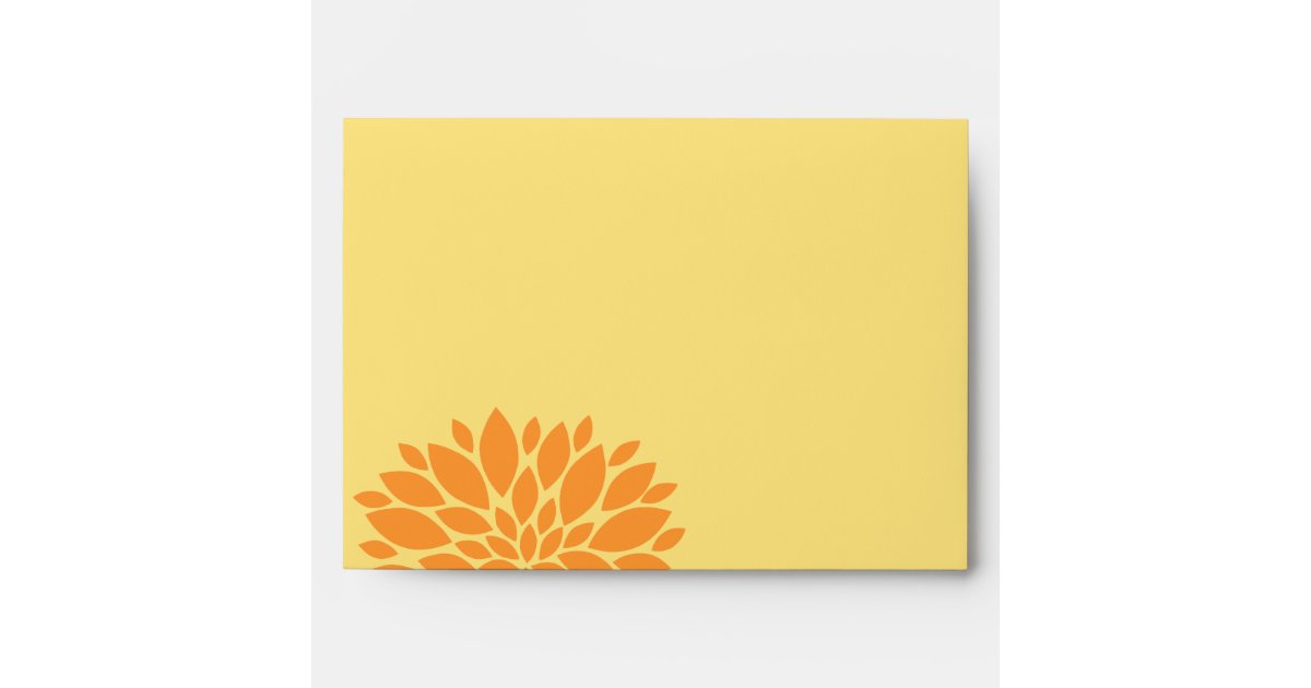 Elegant Orange and Light Yellow Floral Burst Envelope | Zazzle