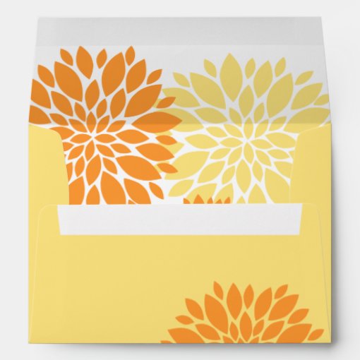 Elegant Orange and Light Yellow Floral Burst Envelope | Zazzle