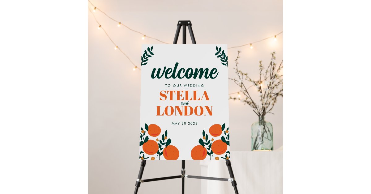 Elegant Orange Breeze Wedding Welcome Sign | Zazzle