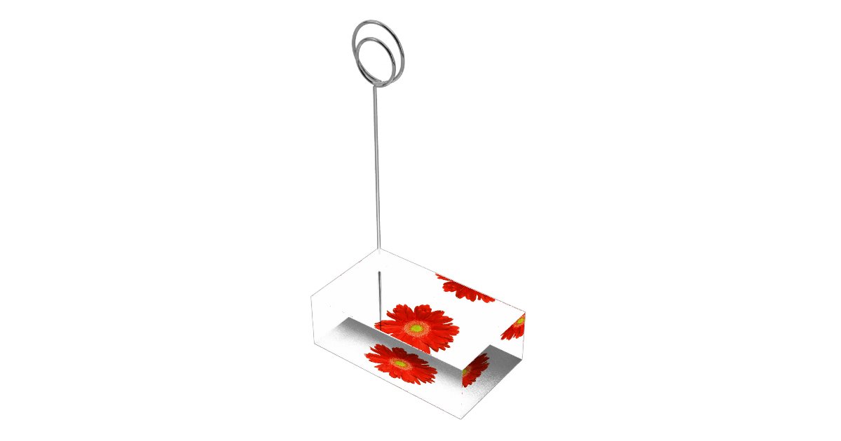 Elegant Orange Daisy Table Card Holder | Zazzle