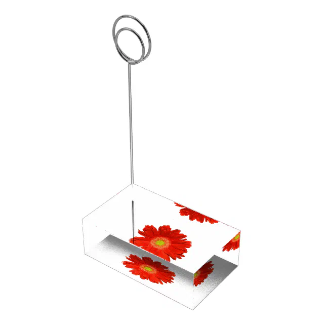 Elegant Orange Daisy Table Card Holder | Zazzle