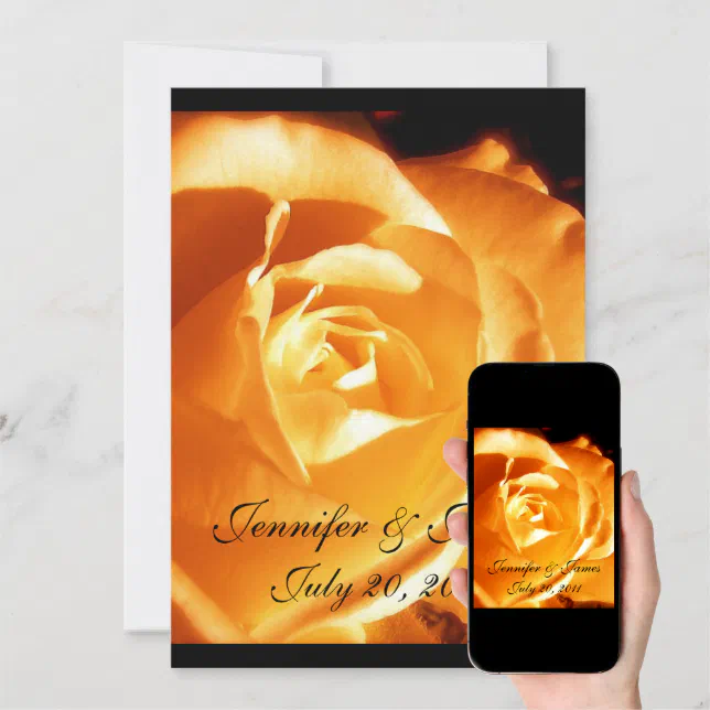 Elegant Orange Rose Wedding Invitation | Zazzle