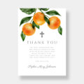 Elegant Oranges Citrus First Holy Communion Thank You Card | Zazzle