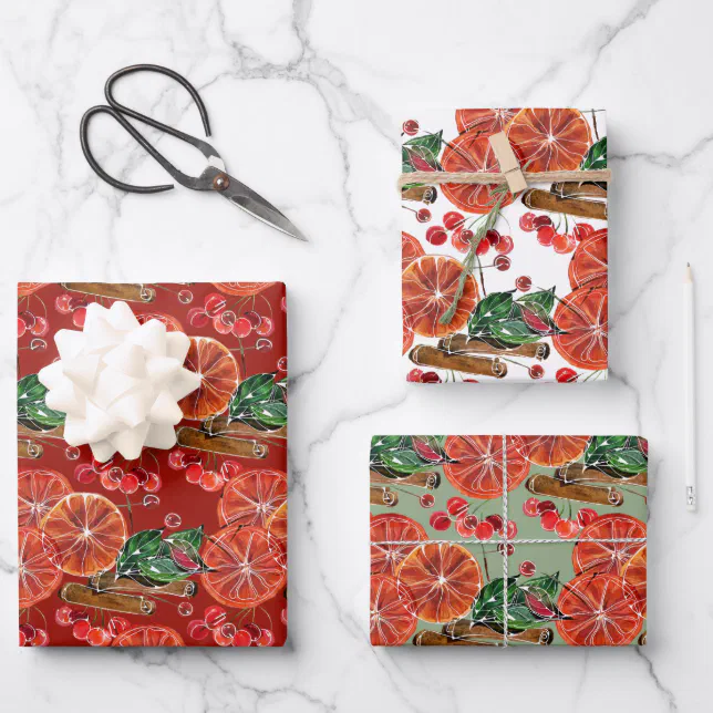 Elegant Oranges Slices Cinnamon Sticks Wrapping Paper Sheets | Zazzle