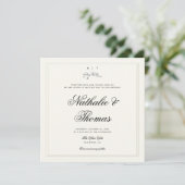 Elegant Orchid Crest Faux Embossed Ecru Wedding Invitation | Zazzle