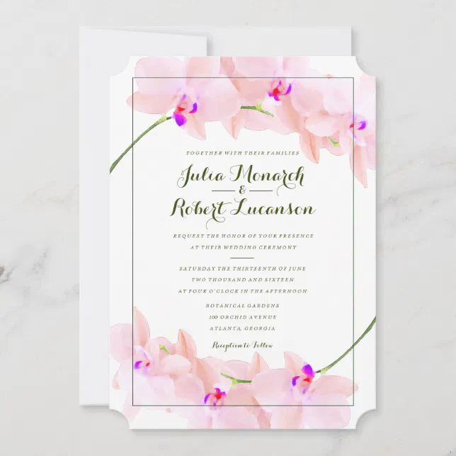 Elegant Orchid Wedding Invitation | Zazzle