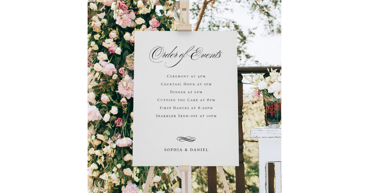 Elegant Order of Events Wedding Schedule Sign | Zazzle