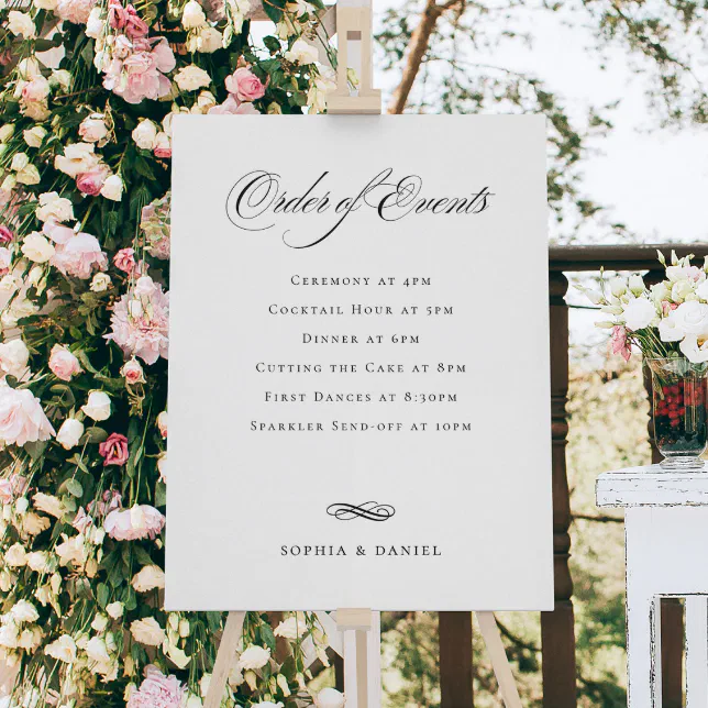 Elegant Order of Events Wedding Schedule Sign | Zazzle