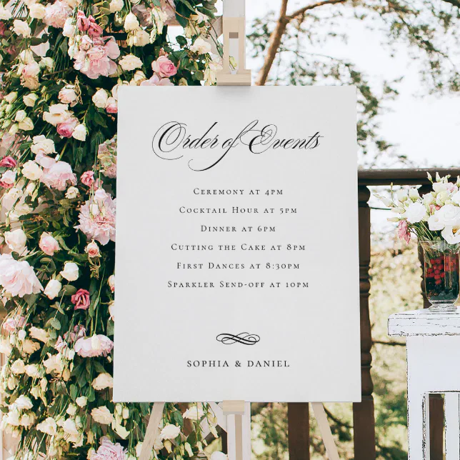 Elegant Order of Events Wedding Schedule Sign | Zazzle
