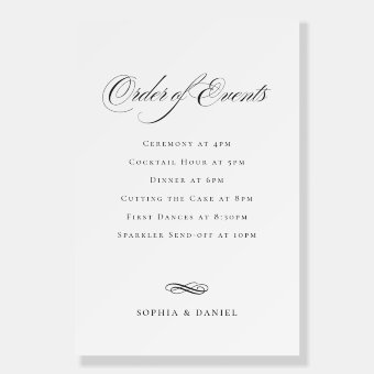 Elegant Order of Events Wedding Schedule Sign | Zazzle