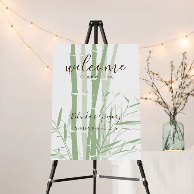 Elegant Oriental Bamboo Wedding Welcome Sign | Zazzle