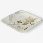 Elegant Oriental White Magnolia Wedding Paper Plates | Zazzle