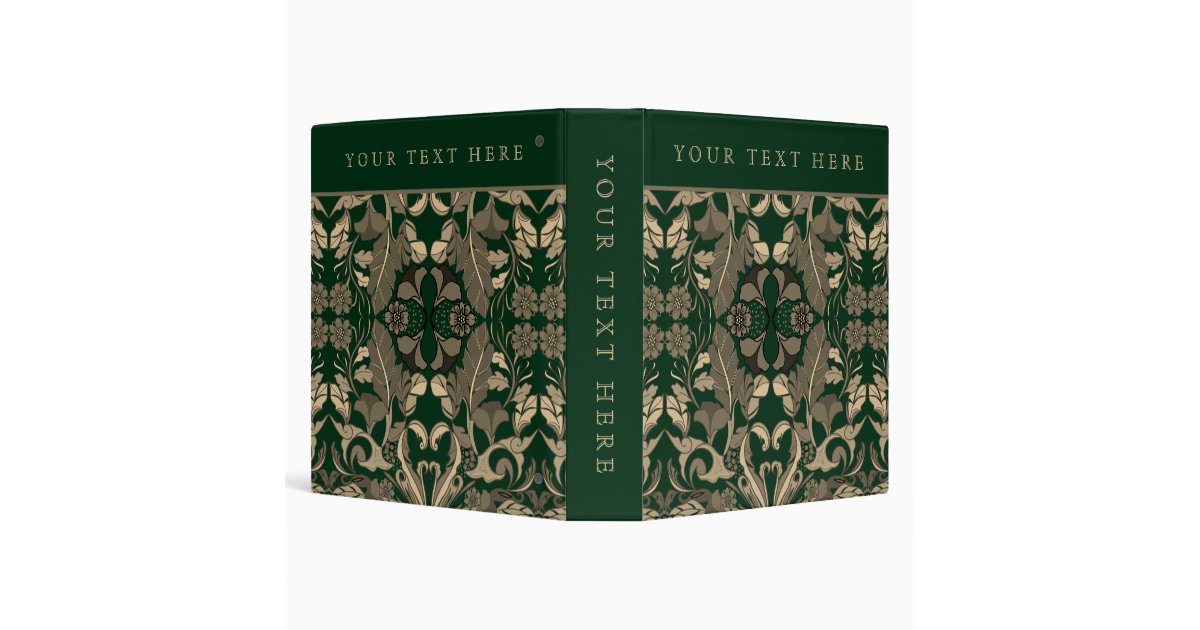 Elegant ornamental Baroque style green 3 Ring Binder | Zazzle