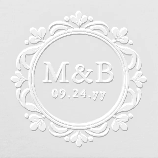 Elegant Ornamental Frame Monogram Wedding Custom Embosser | Zazzle
